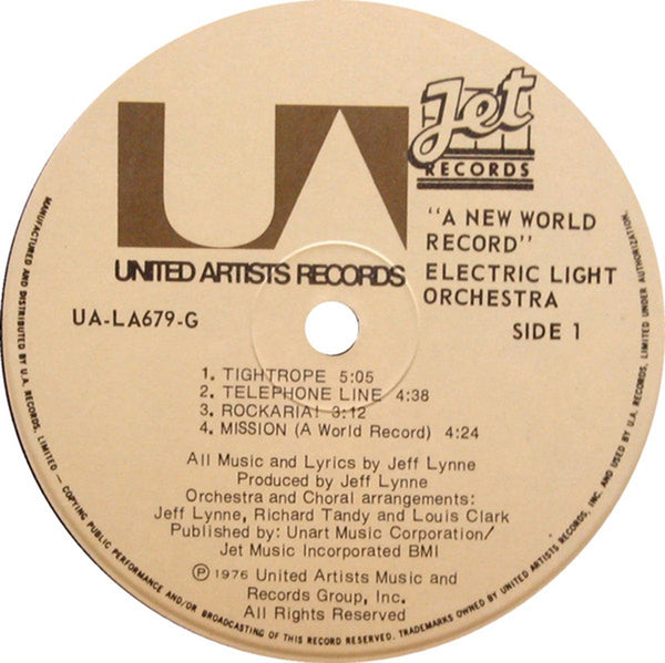 Electric Light Orchestra – A New World Record - 1976 – Vinyl Pursuit Inc