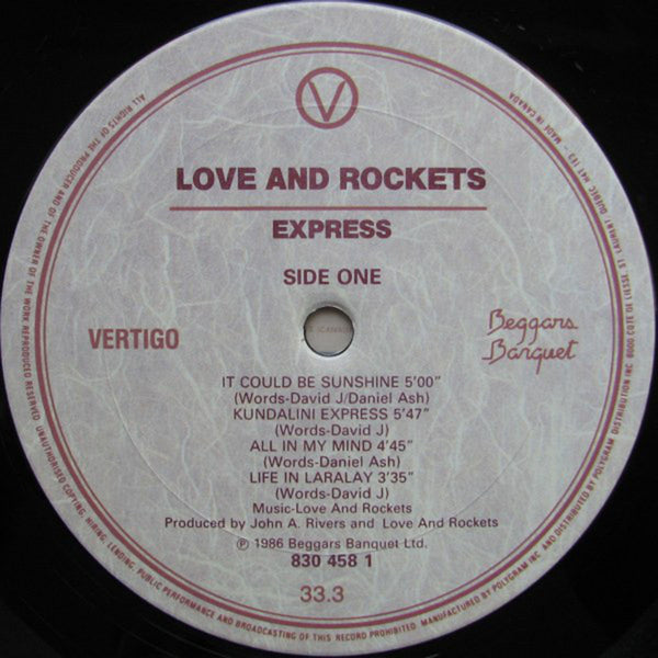 Love And Rockets – Express - 1986 Orginal! – Vinyl Pursuit Inc