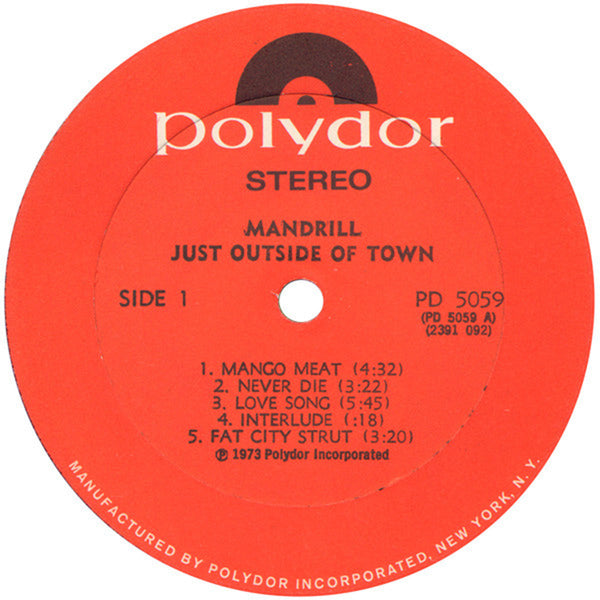 Mandrill – Just Outside Of Town - 1973 US Pressing - Vinyl Pursuit Inc