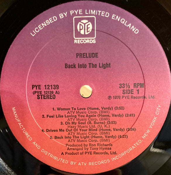 Prelude – Back Into The Light US Pressing – Vinyl Pursuit Inc