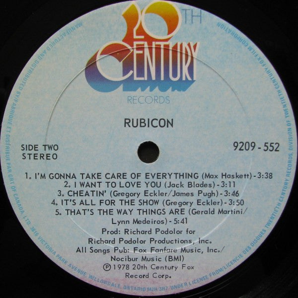 Rubicon – Rubicon - 1978 – Vinyl Pursuit Inc