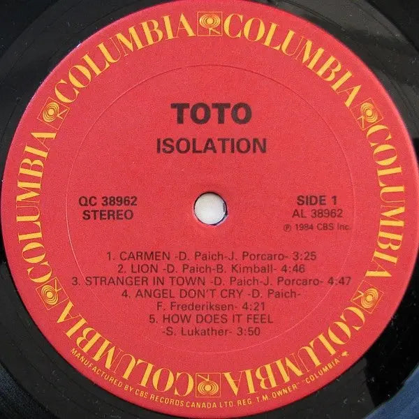 Toto – Isolation - 1984 - Vinyl Pursuit Inc